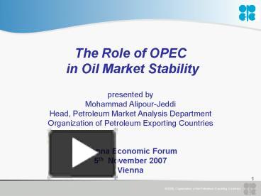 The Role of OPEC presentation | free to view