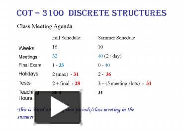 PPT – COT 3100 Discrete Structures PowerPoint presentation | free to ...