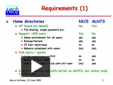 PPT – Requirements (1) PowerPoint presentation | free to download - id ...