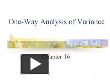 PPT – OneWay Analysis of Variance PowerPoint presentation | free to ...