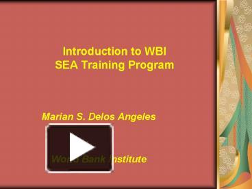 Introduction to WBI SEA Training Program presentation | free to view