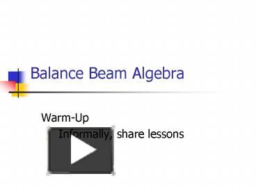 Balance Beam Algebra presentation | free to view