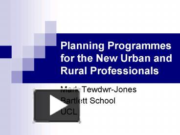 PPT – Planning Programmes for the New Urban and Rural Professionals ...