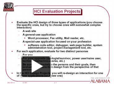 HCI Evaluation Projects presentation | free to view