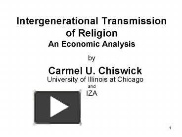 Intergenerational Transmission presentation | free to view