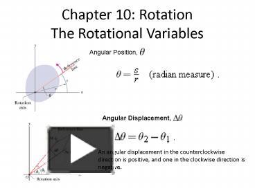 PPT – Chapter 10: Rotation The Rotational Variables PowerPoint ...