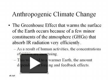 PPT – Anthropogenic Climate Change PowerPoint presentation | free to ...