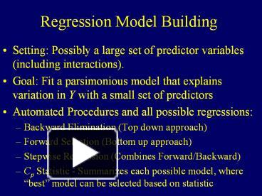 Regression Model Building presentation | free to download