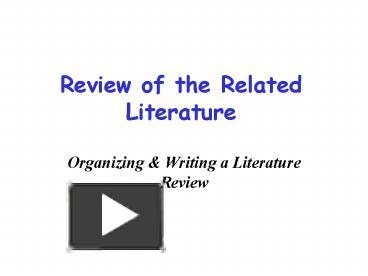 Review of the Related Literature presentation | free to view