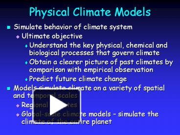 Physical Climate Models presentation | free to download