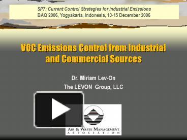 PPT – VOC Emissions Control from Industrial and Commercial Sources ...