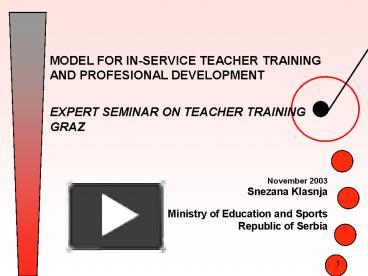 MODEL FOR IN-SERVICE TEACHER TRAINING AND PROFESIONAL DEVELOPMENT ...