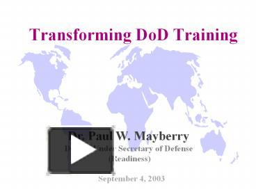 PPT – Transforming DoD Training PowerPoint presentation | free to ...