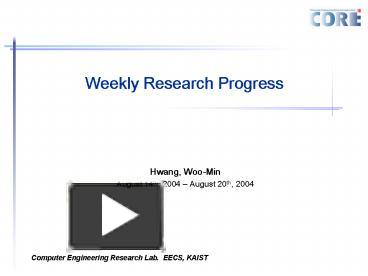 Weekly Research Progress presentation | free to view