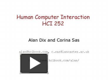 Human Computer Interaction HCI 252 presentation | free to view