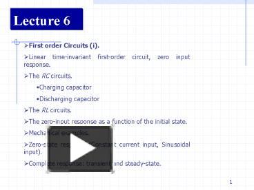 PPT – First order Circuits (i). PowerPoint presentation | free to ...