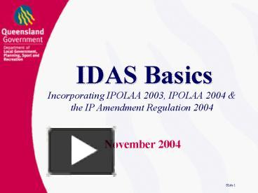 IPA and IDAS Basics presentation | free to view