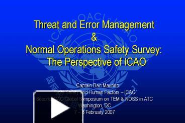 Threat and Error Management presentation | free to view