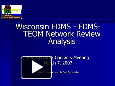 PPT – Wisconsin FDMS FDMSTEOM Network Review Analysis PowerPoint ...