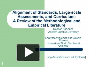 Alignment of Standards, Largescale Assessments, and Curriculum: A ...