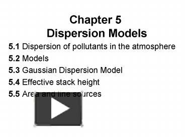 Chapter 5 Dispersion Models presentation | free to view