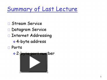 Summary of Last Lecture presentation | free to view