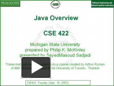 Java Overview CSE 422 presentation | free to download