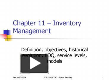 PPT – Chapter 11 Inventory Management PowerPoint presentation | free to ...