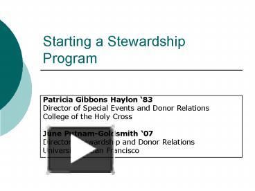 PPT – Starting a Stewardship Program PowerPoint presentation | free to ...
