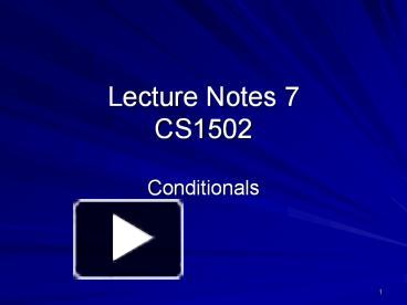 PPT – Lecture Notes 7 CS1502 PowerPoint presentation | free to download ...