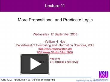 PPT – CIS 730 (Introduction to Artificial Intelligence) Lecture 10 of ...