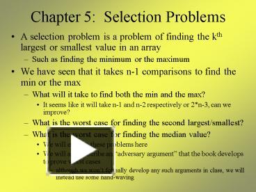 PPT – Chapter 5: Selection Problems PowerPoint presentation | free to ...