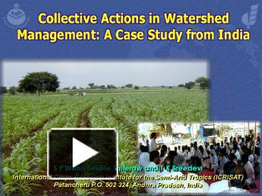 Community-based Participatory Watershed Management with Technical ...