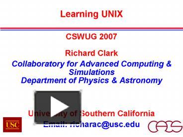 Learning UNIX presentation | free to view