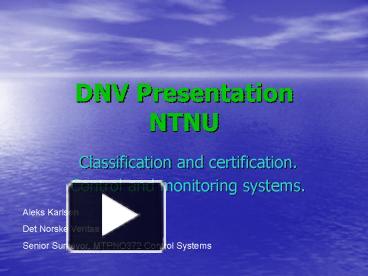 DNV Presentation NTNU presentation | free to view