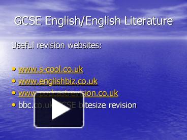 GCSE EnglishEnglish Literature presentation | free to view