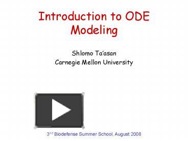PPT – Introduction to ODE Modeling PowerPoint presentation | free to ...