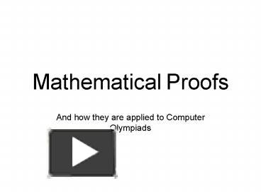 Mathematical Proofs presentation | free to view