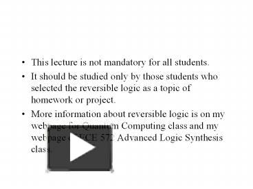 PPT – This lecture is not mandatory for all students. PowerPoint ...