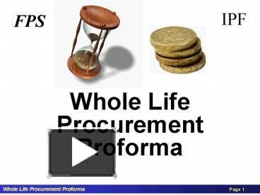Whole Life Procurement Proforma presentation | free to view