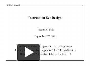 Instruction Set Design presentation | free to view