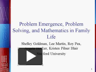 Problem Emergence, Problem Solving, and Mathematics in Family Life ...