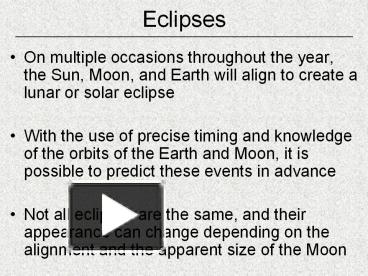 PPT – Eclipses PowerPoint presentation | free to download - id: 17277-YTlhO