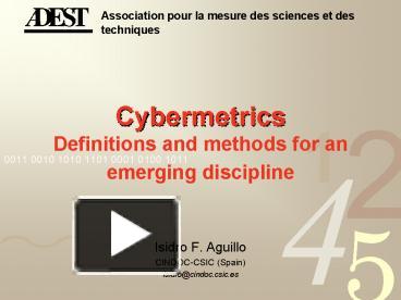 PPT – Cybermetrics Definitions and methods for an emerging discipline ...