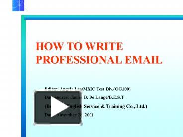 HOW TO WRITE PROFESSIONAL EMAIL presentation | free to download