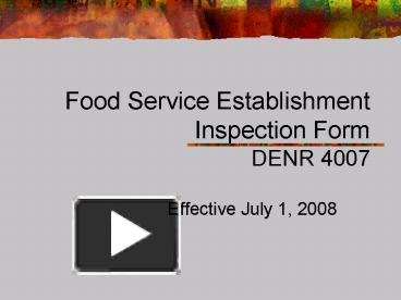 Food Service Establishment Inspection Form DENR 4007 presentation ...