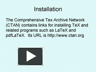 Installation presentation | free to view