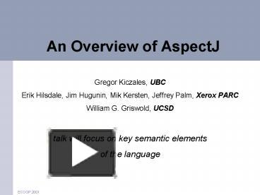 An Overview of AspectJ presentation | free to download