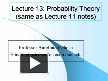 PPT – Lecture 13: Probability Theory same as Lecture 11 notes ...