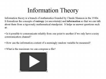 PPT – Information Theory PowerPoint presentation | free to view - id ...